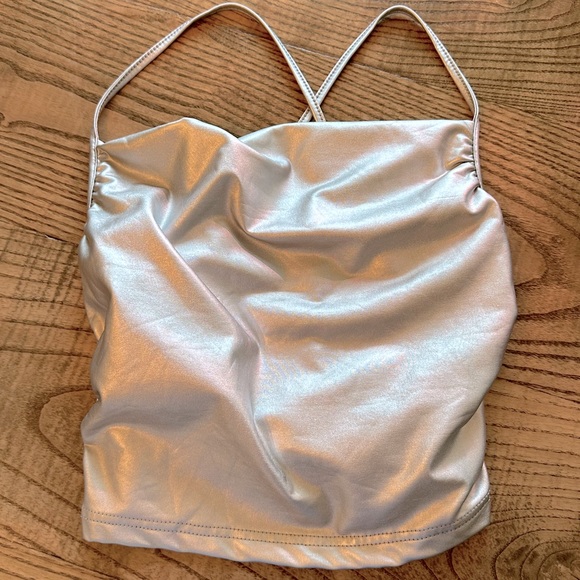 Tops | New Metallic Silver Top | Poshmark
